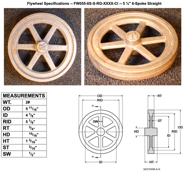 5½" Flywheel 6-Spoke Straight (McBeth) – Martin Model Pattern and ...