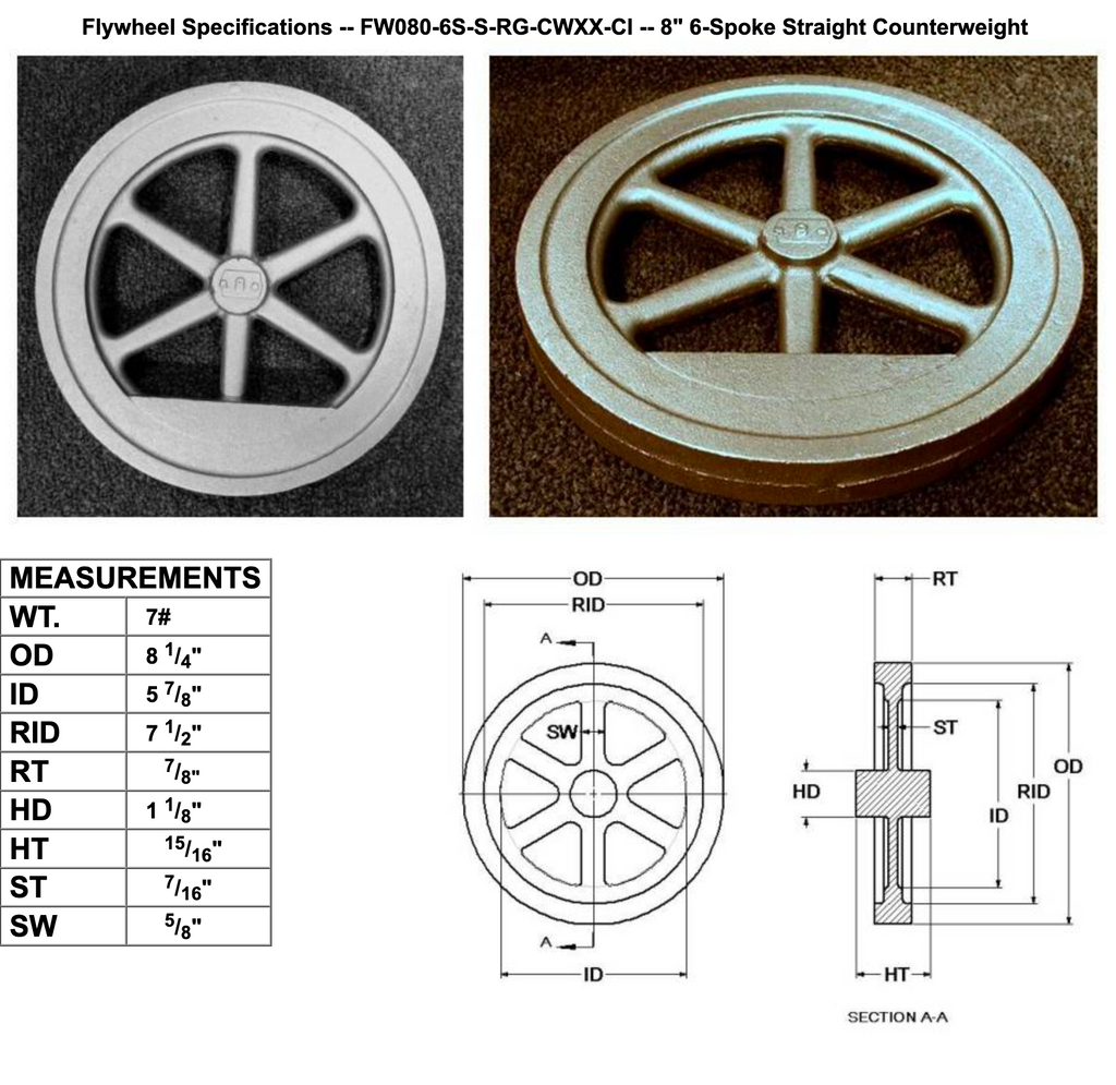 8" Flywheel 6-Spoke Straight (Counterweight) – Martin Model Pattern and ...